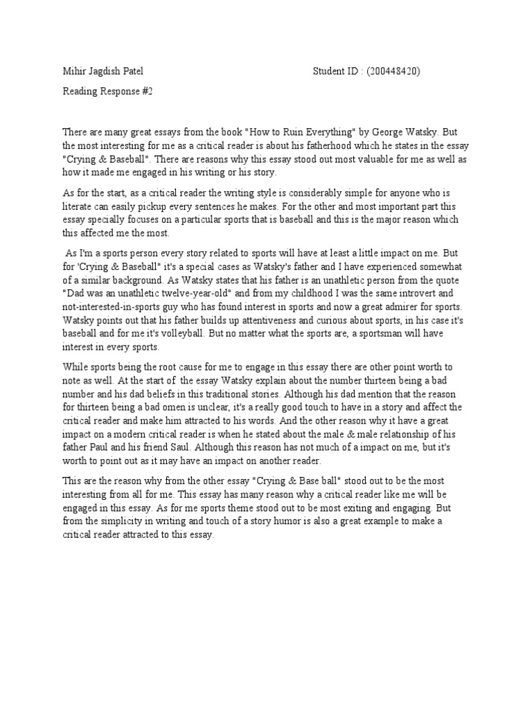 Reading Response #2 | Download Free PDF | Essays