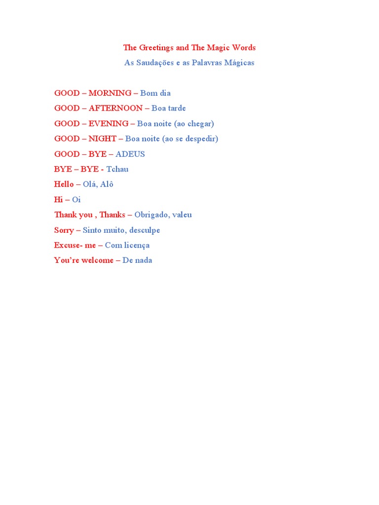 The Greetings and The Magic Words | PDF