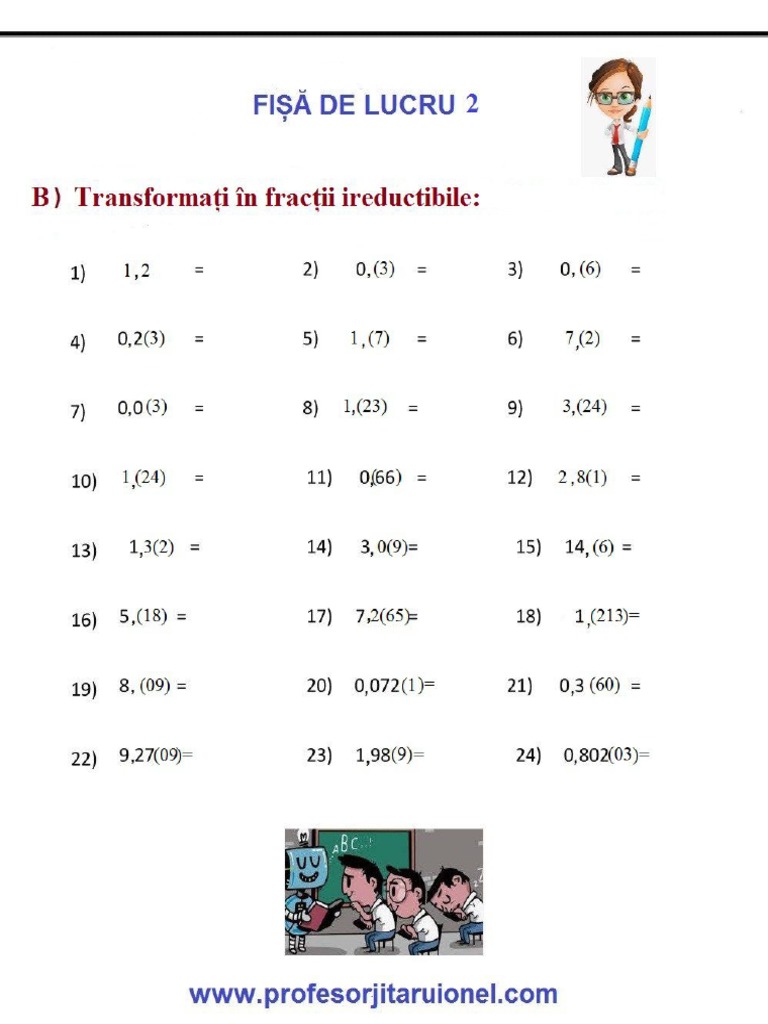 Transformarea Fractiilor Zecimale Periodice Fisa 2 | PDF