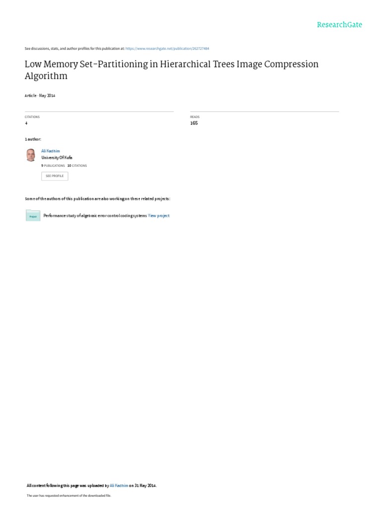 Ijens Low Memory Set Partitioning In Hierarchical Trees Image Compression Algorithm Download 