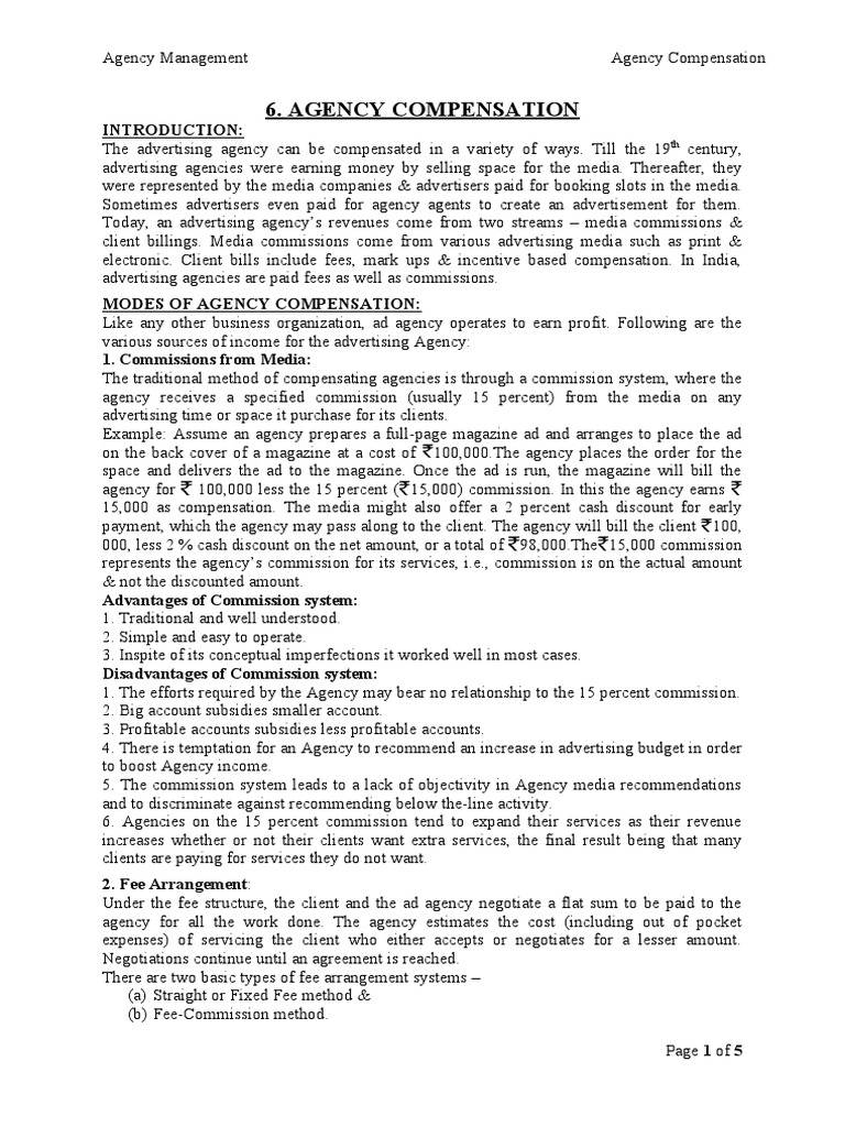 Advertising Agency Compensation Models | PDF | Cost | Advertising