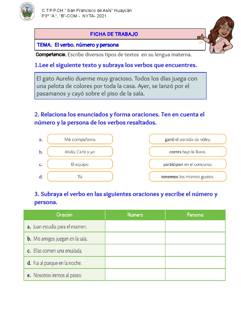 Ficha para Imprimir - El Verbo | PDF