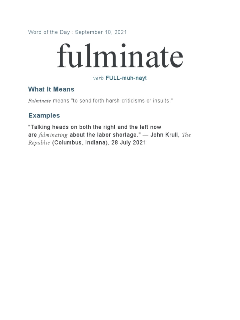 Fulminate: What It Means | PDF