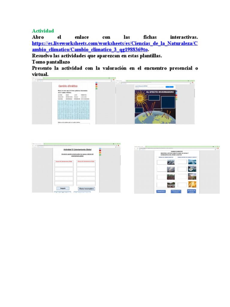 Actividad - Fichas Interactivas. Calentamiento Global | PDF