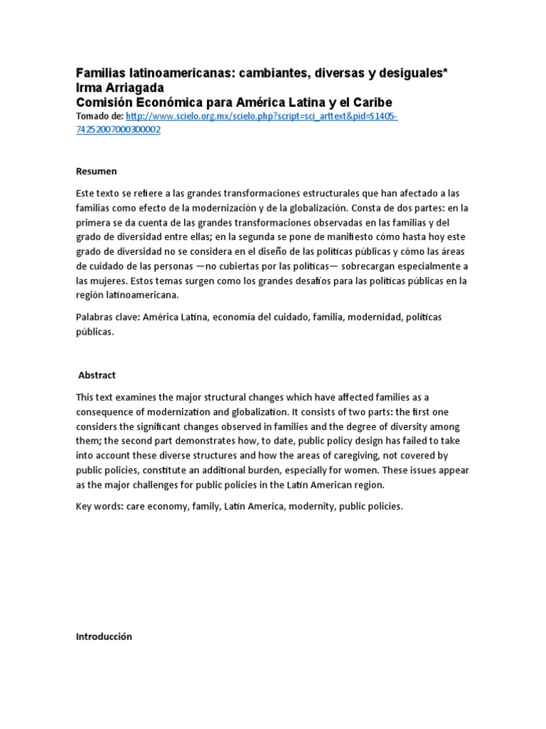 Clases de Familias Latinoamericanas | PDF | Familia | Desigualdad social