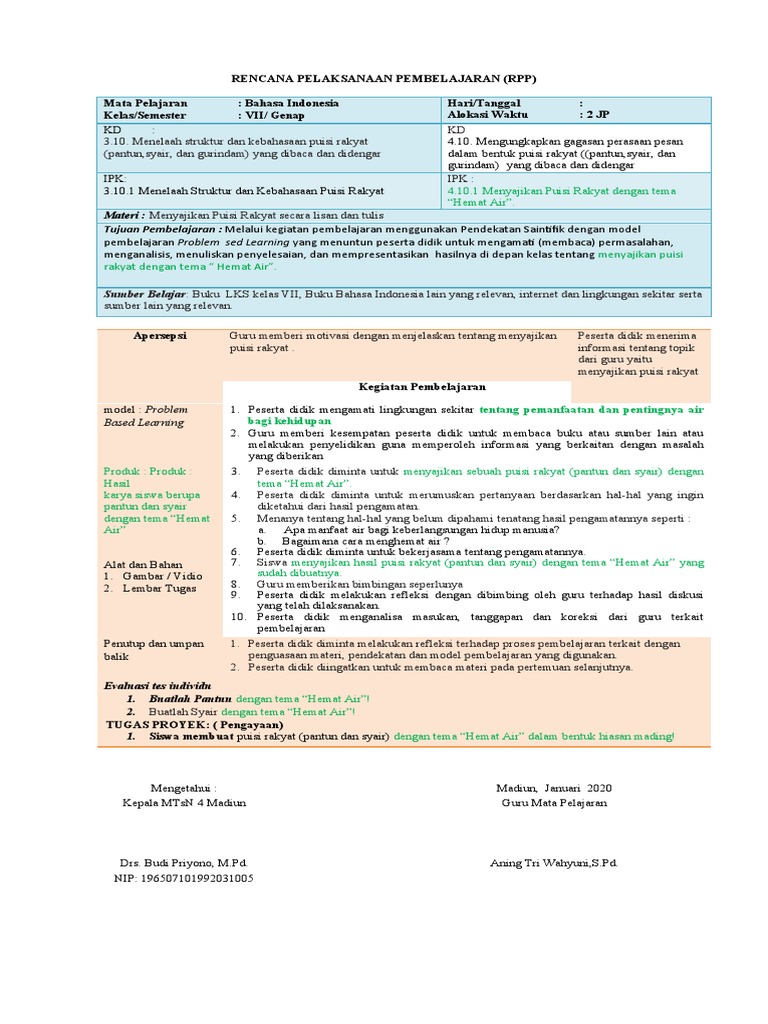 Adiwiyata - RPP B.Indo Kel.7 Konservasi Airatau Penghematan Air - Aning Tri Wahyuni OKE | PDF