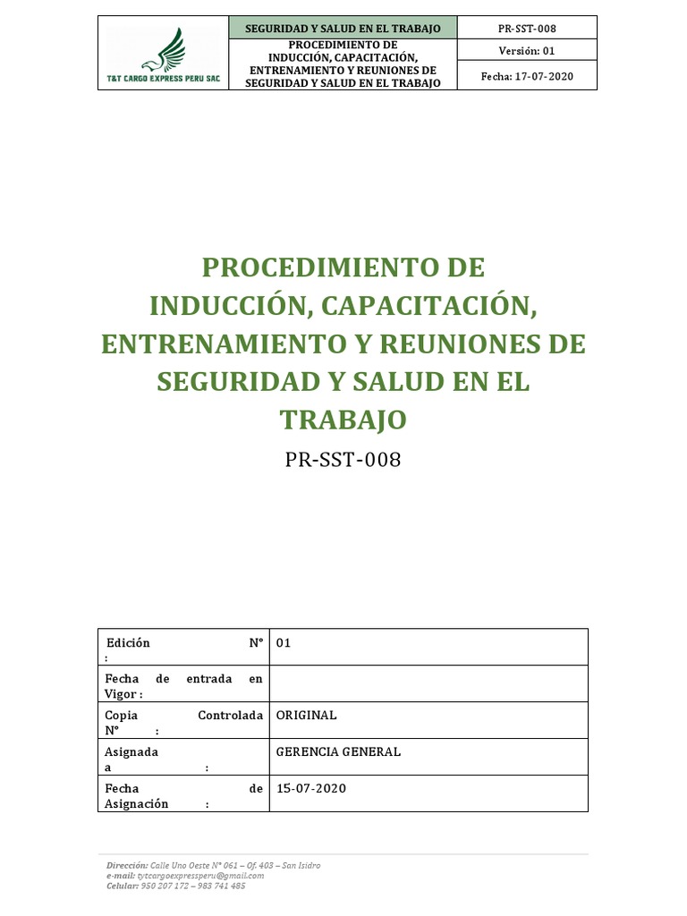 PR-SST-008 - Procedimiento Reuniones de Seguridad | PDF