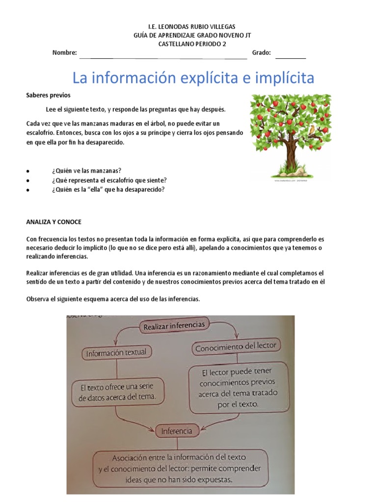 TALLER 6 La Información Explicita e Implicita y El Símil | PDF | Poesía ...