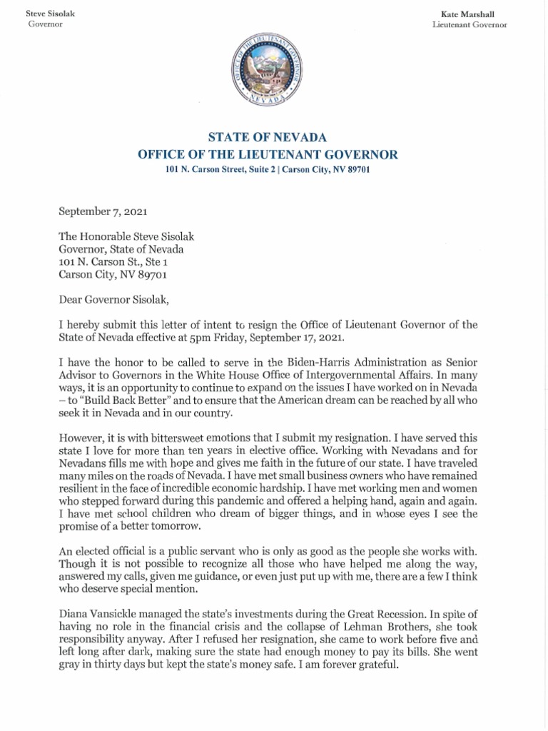 LT Governor Resignation Letter | PDF | United States House Of ...