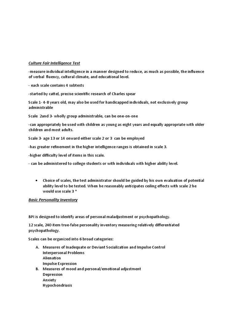 Culture Fair Intelligence Test Overview | PDF | Self-Improvement