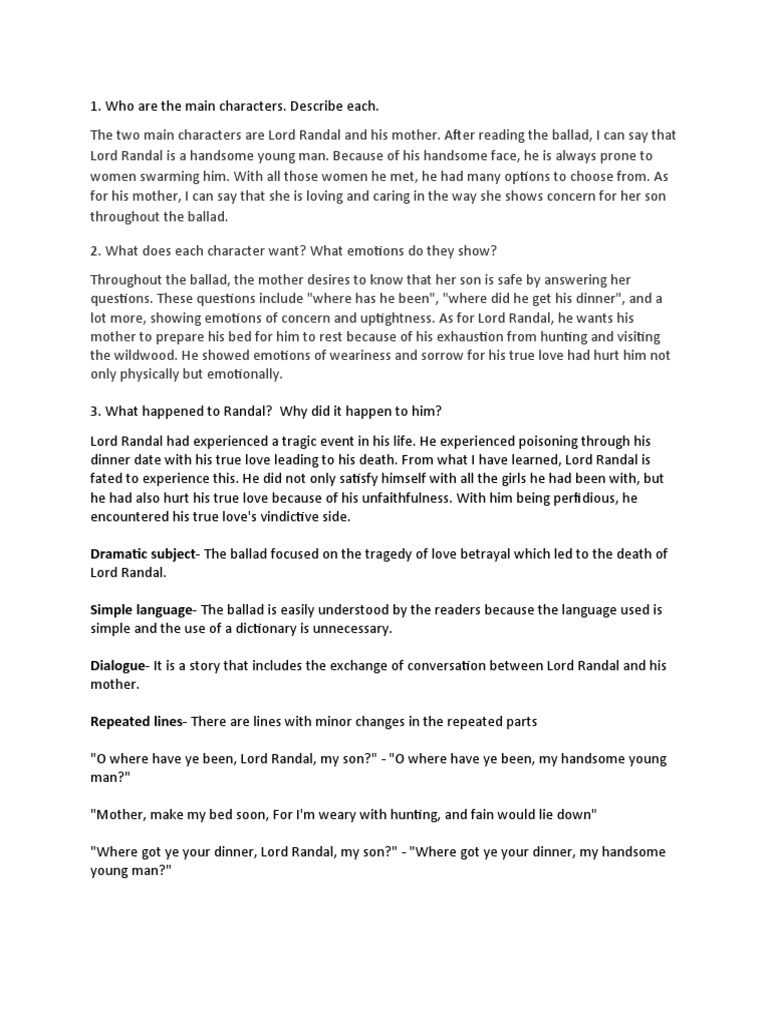 The Tragic Ballad of Lord Randal | PDF