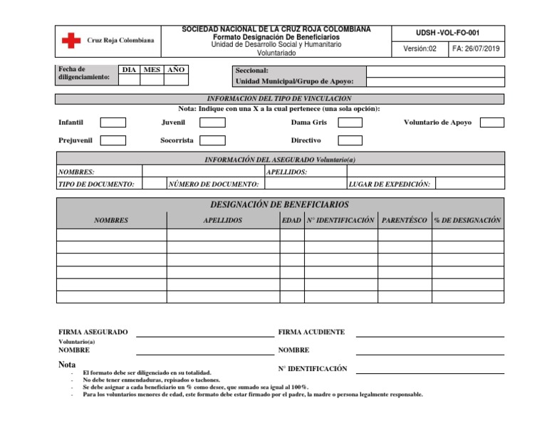 Editable Formato De Designacion De Beneficiarios Pdf