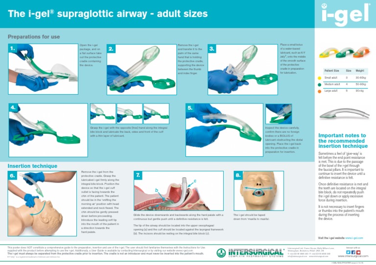 The I-Gel Supraglottic Airway - Adult Sizes: Preparations For Use | PDF ...