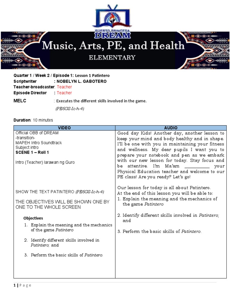 Pe 6 Week2 Clas2 Script | PDF | Physical Education