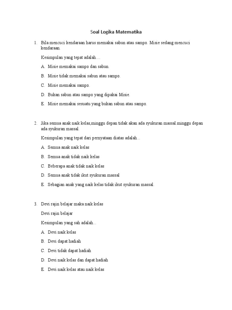 Soal Pertanyaan - Kelompok 4 - Logika Matematika | PDF