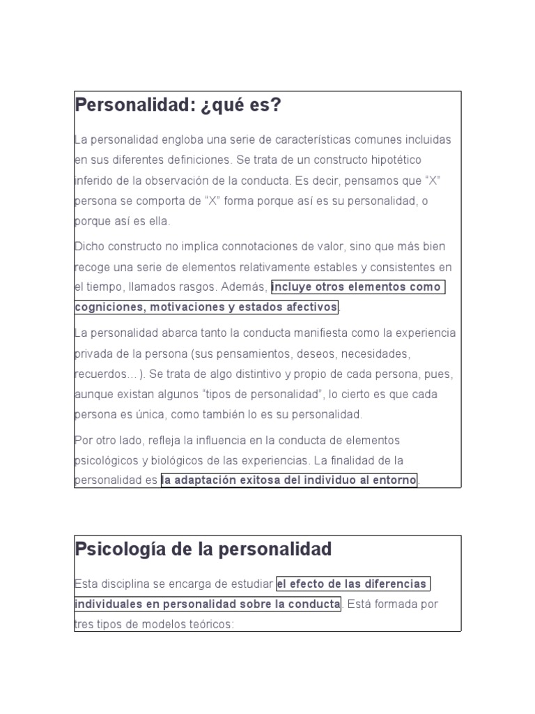 Personalidad: Definición y Tipos | PDF | Comportamiento | Sicología