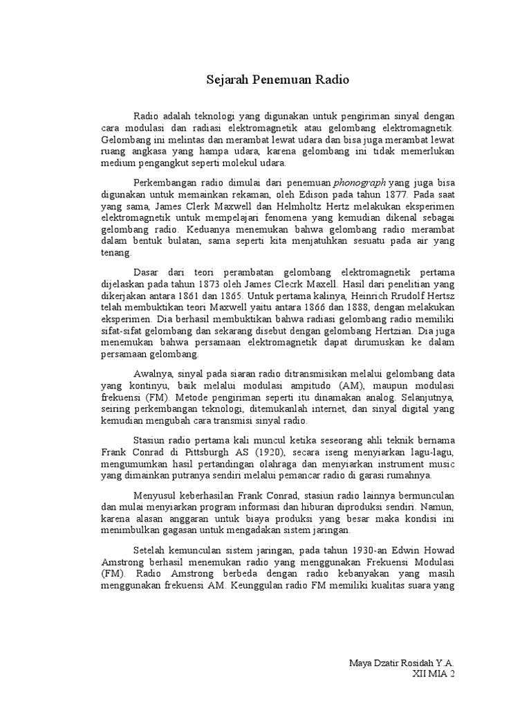 Sejarah dan Perkembangan Radio | PDF