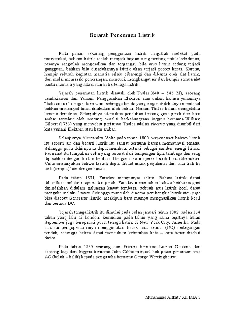 Sejarah Penemuan Listrik dan Tokohnya | PDF
