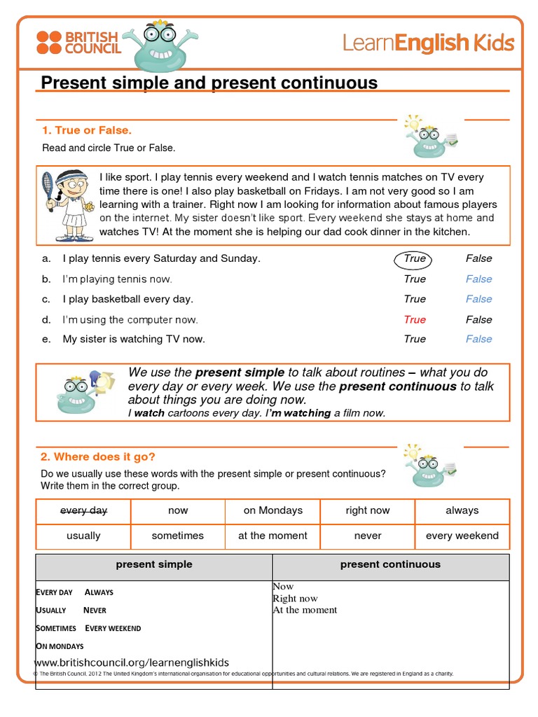 Tarea N°1 Present Continuous, and Present Simple. | PDF