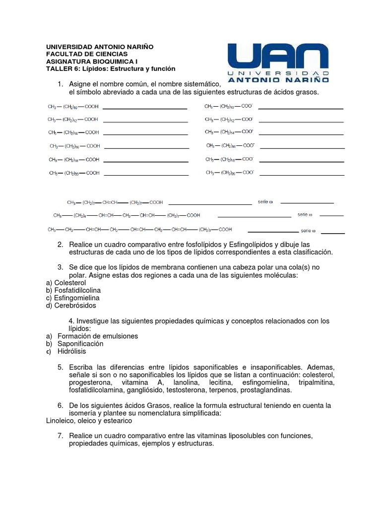 Estructura y Función de Lípidos en Bioquímica | PDF