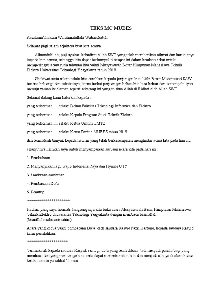 Teks MC Mubes | PDF