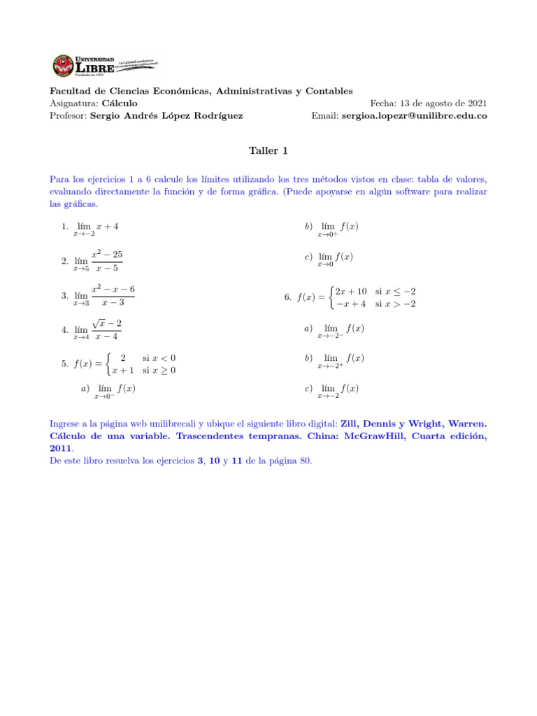 Taller1 - Calculo - Sergio | PDF