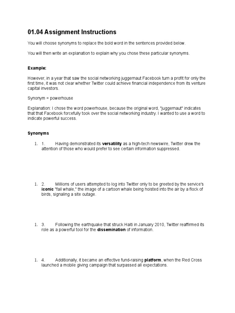 01.04 Assignment Instructions: Example | PDF