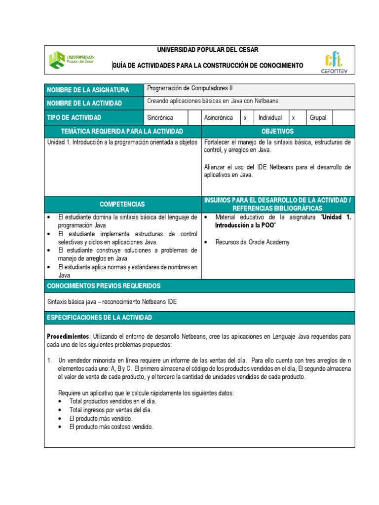 Taller 3 - Introducción A Java - Parte 2 | PDF | Java (lenguaje de ...