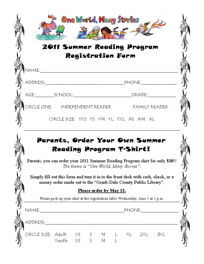 2011 Summer Reading Program Registration | PDF