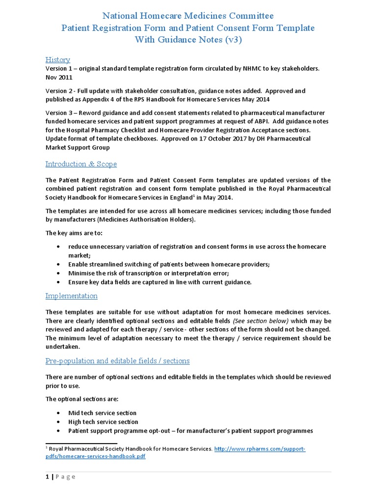 Homecare Patient Registration & Consent Form | PDF | Hospital | Medical ...