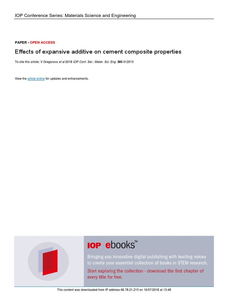 Effects of Expansive Additive On Cement Composite | PDF | Concrete | Cement
