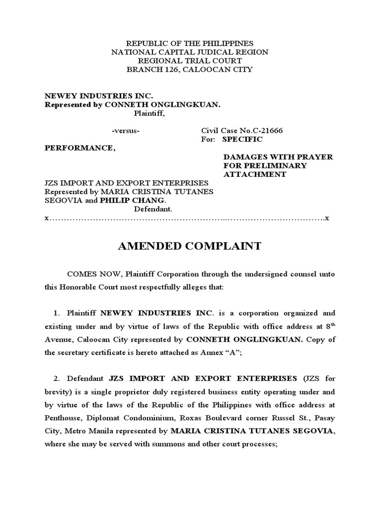 Amended Complaint JZS | PDF | Complaint | Fraud