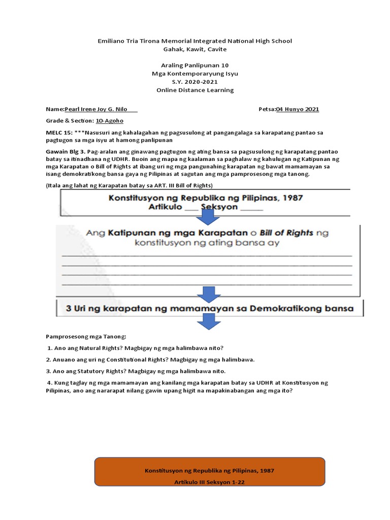 PEARL IRENE JOY NILO-Week 1 Mga Gawain Sa Pagkatuto #3 | PDF