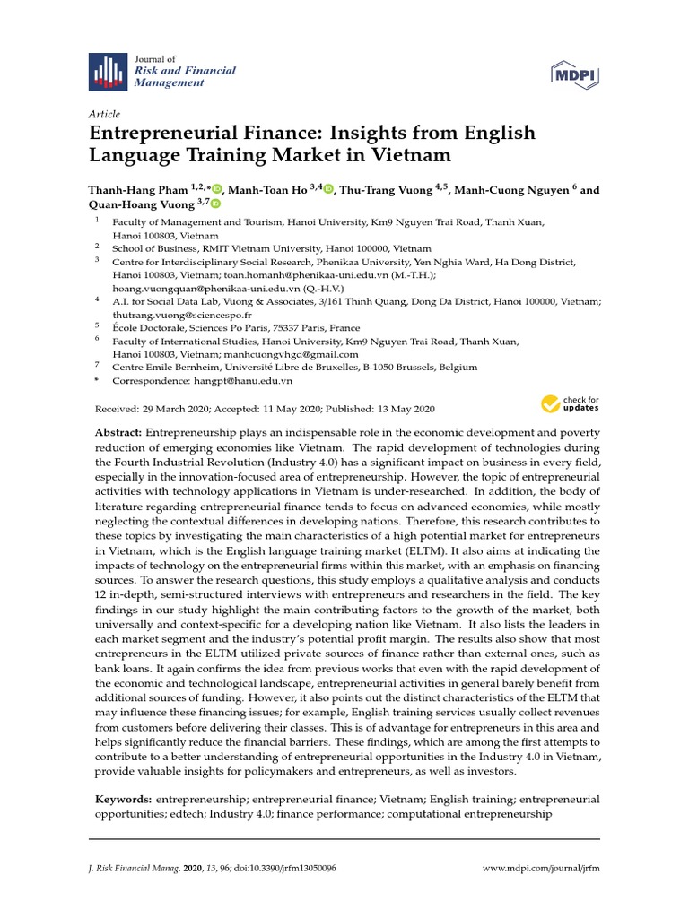 Entrepreneurial Finance: Insights From English Language Training Market ...