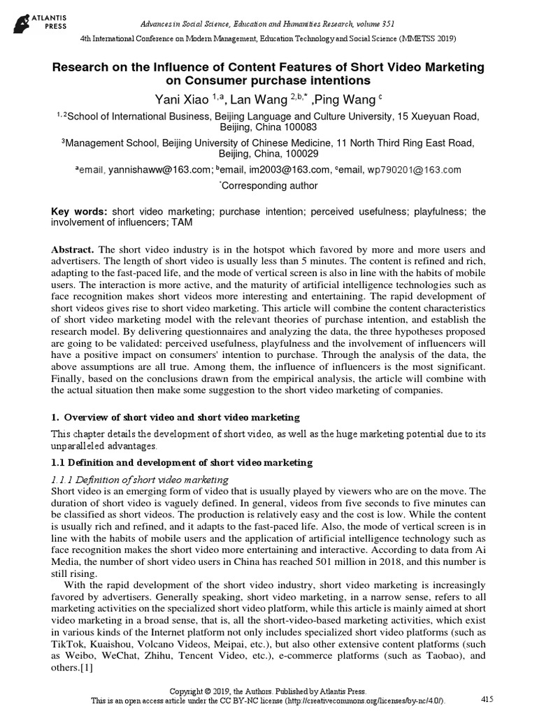Research On The Influence of Content Features of Short Video Marketing ...