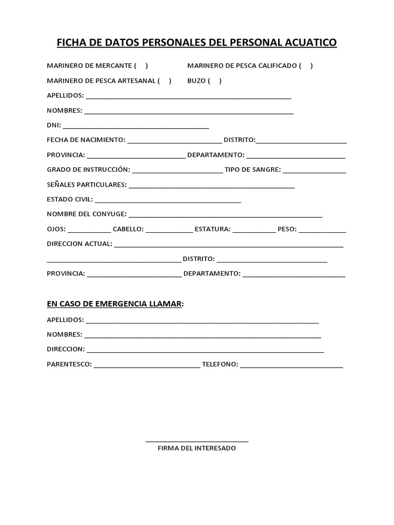 Ficha de Datos Personales | PDF