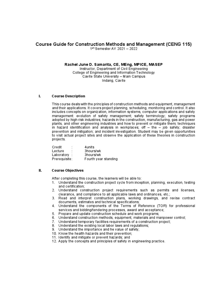 CENG 115 Course Guide Prelim | PDF | Educational Technology | Learning