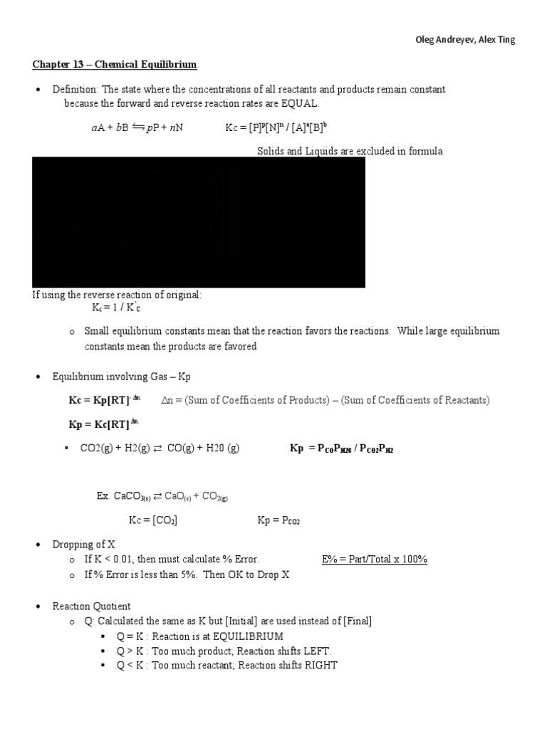 Chap 13 Outline Final | PDF | Chemical Equilibrium | Solubility
