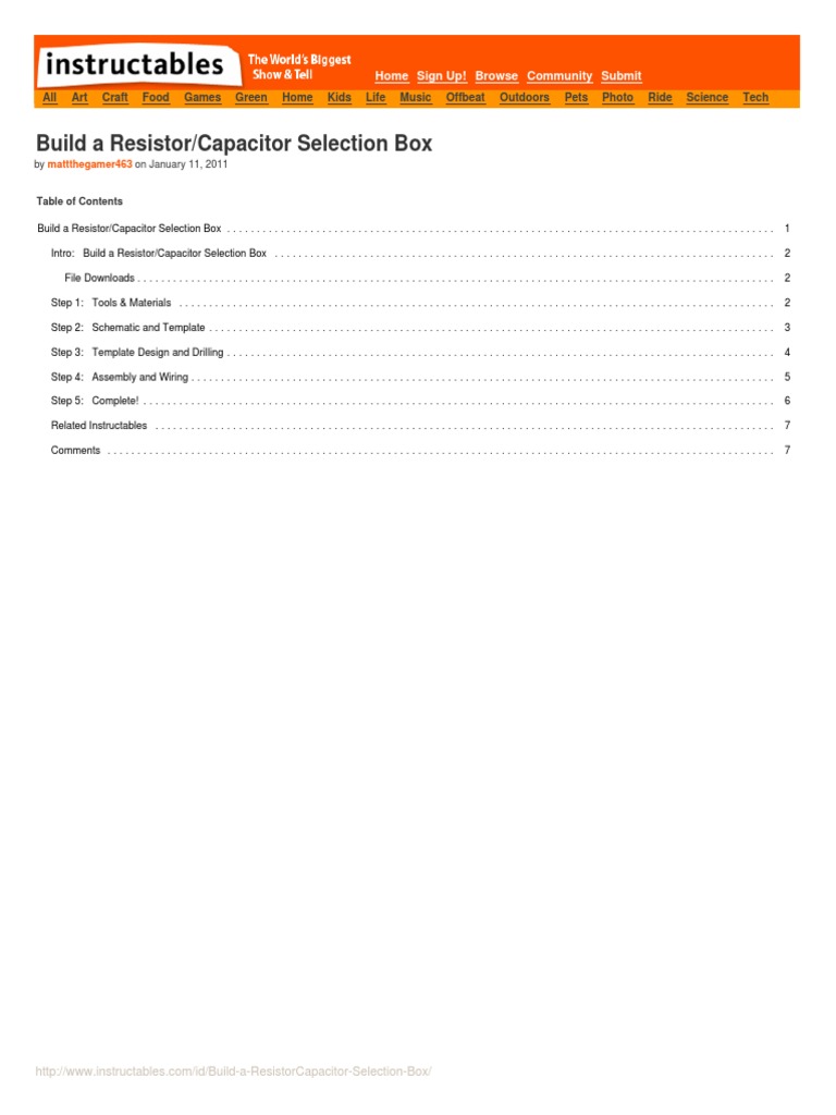 Build A Resistor/Capacitor Selection Box | PDF | Capacitor | Resistor