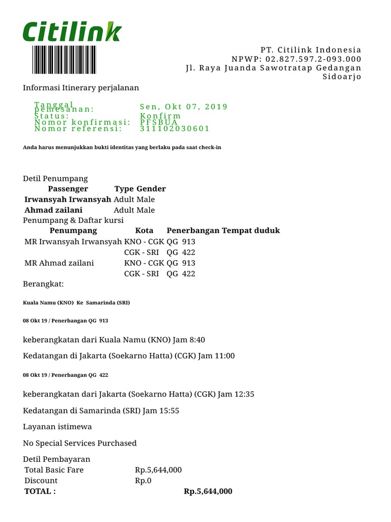Citilink 2 Pax | PDF