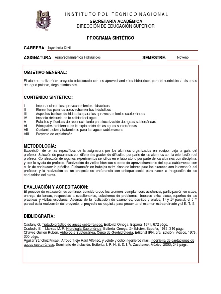 Plan de Estudios 2004 | PDF | Agua subterránea | Prueba (evaluación)