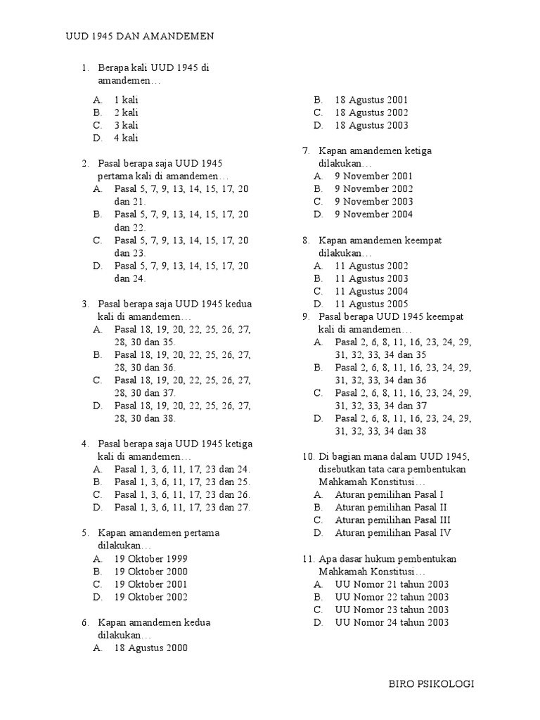 Contoh Soal UUD | PDF