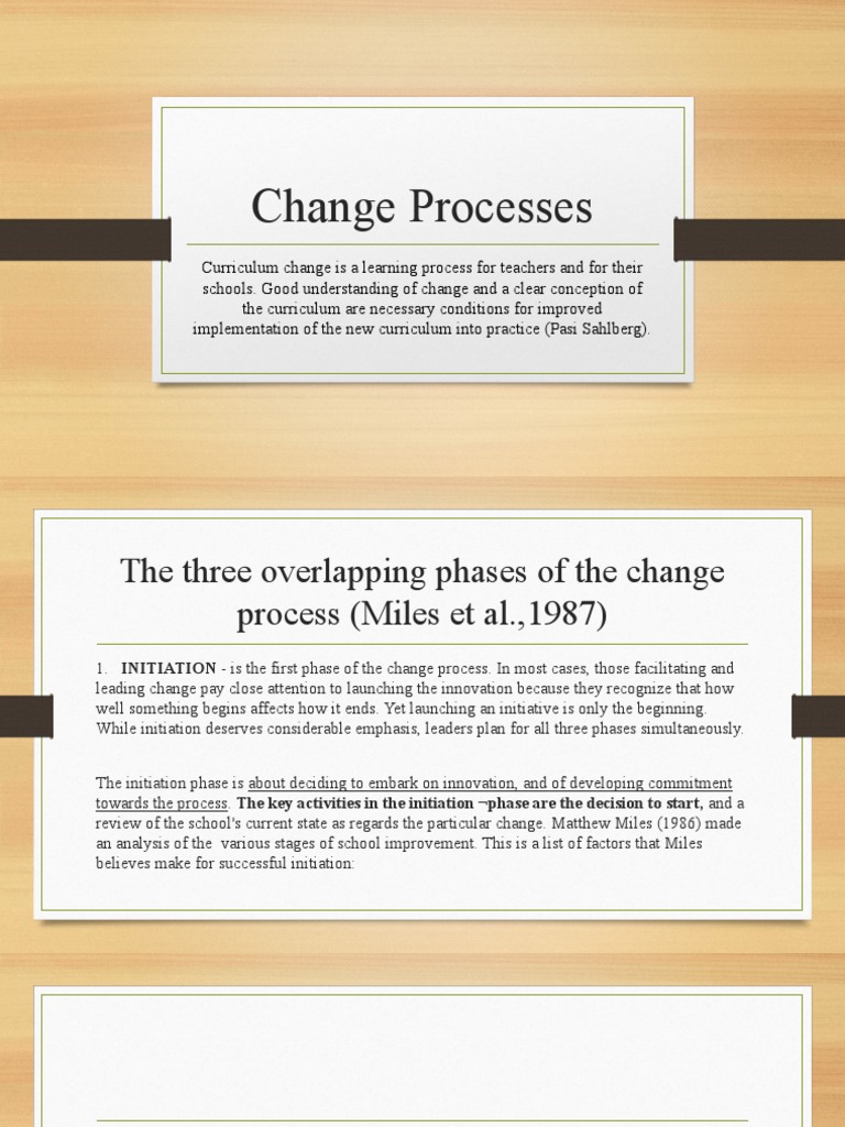 Change Processes | PDF | Evaluation | Curriculum