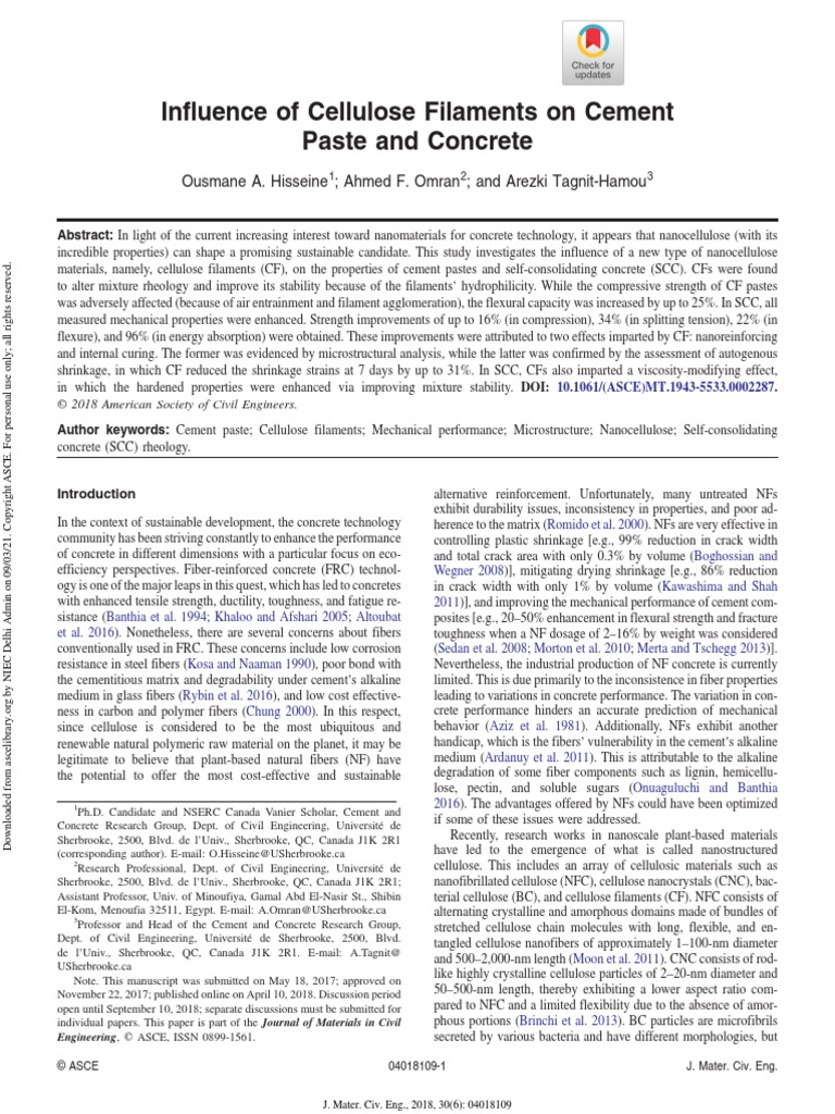 Influence of Cellulose Filaments On Cement Paste and Concrete | PDF ...