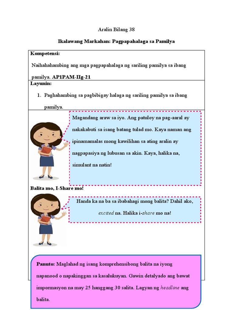 Araling Panlipunan Activity Worksheet 38 | PDF