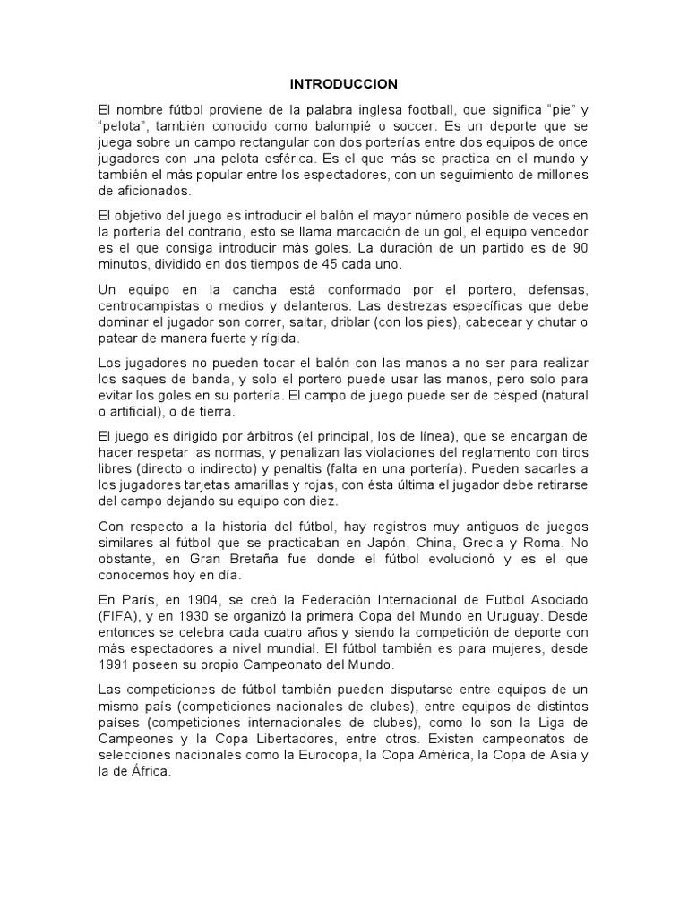 Ensayo Deñ Futbol | PDF | Asociación de Futbol | Deportes
