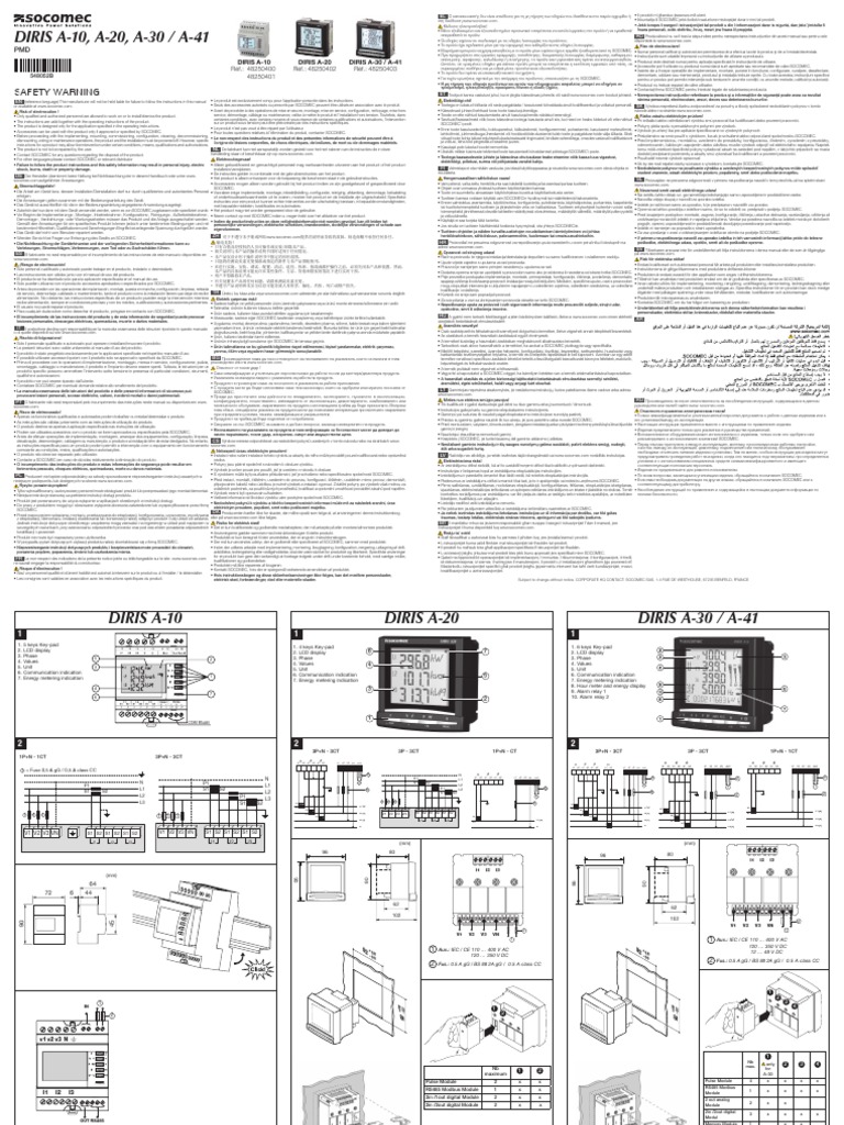 DIRIS A-10, A-20, A-30 / A-41: Safety Warning | PDF
