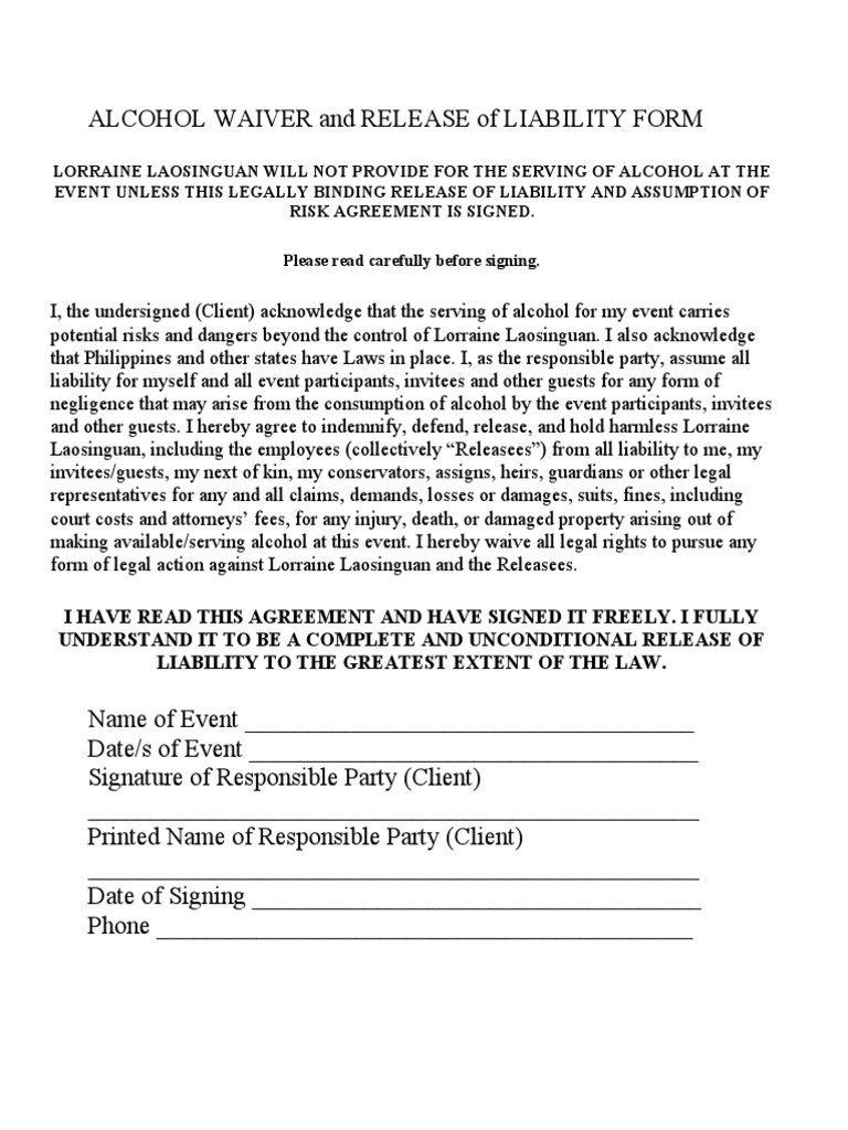 Liability Agreement Template