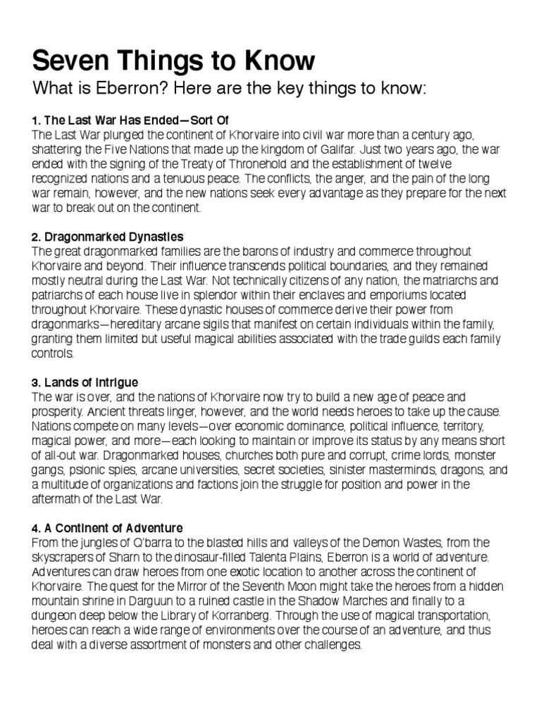 What Is Eberron? Here Are The Key Things To Know | Download Free PDF ...