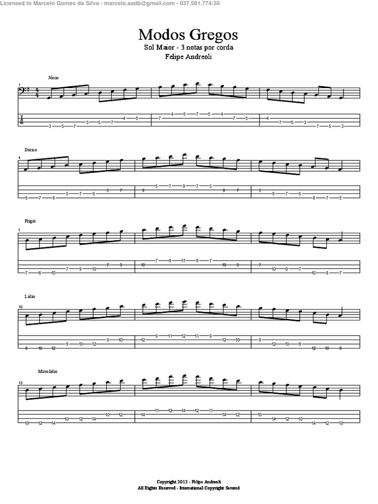 Modos Grego SG | PDF | Escalas musicais | Melodia